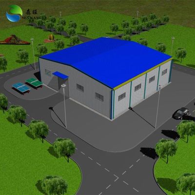 Light Galvanized Steel Frame Workshop Metal Building With Round Bar Bracing