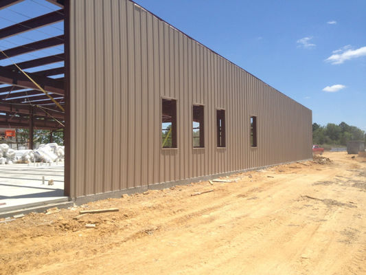 Customized Steel Structure Workshop With Cladding Sheet / Sandwich Panel